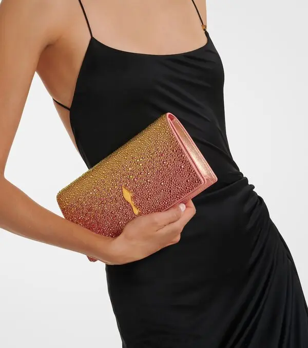 CHRISTIAN LOUBOUTIN Bettina Small Embellished Leather Clutch - Multicoloured