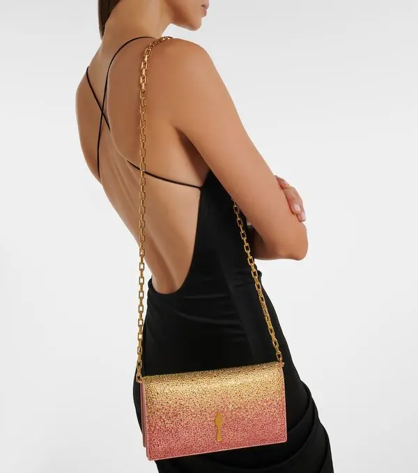 CHRISTIAN LOUBOUTIN Bettina Small Embellished Leather Clutch - Multicoloured