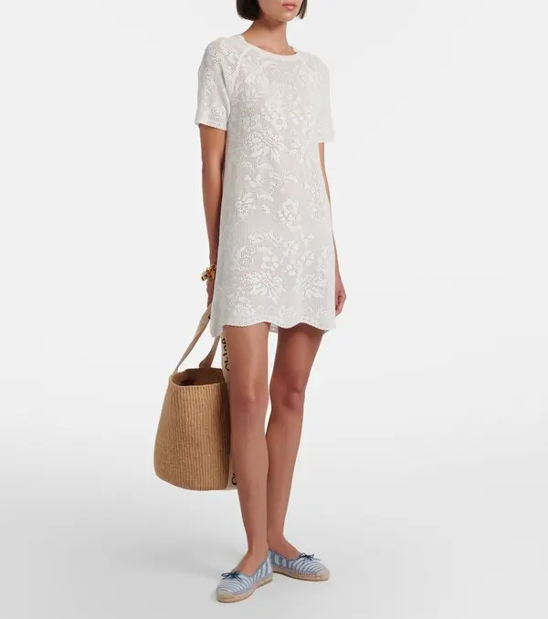 Chloé Pointelle Scalloped Minidress - White