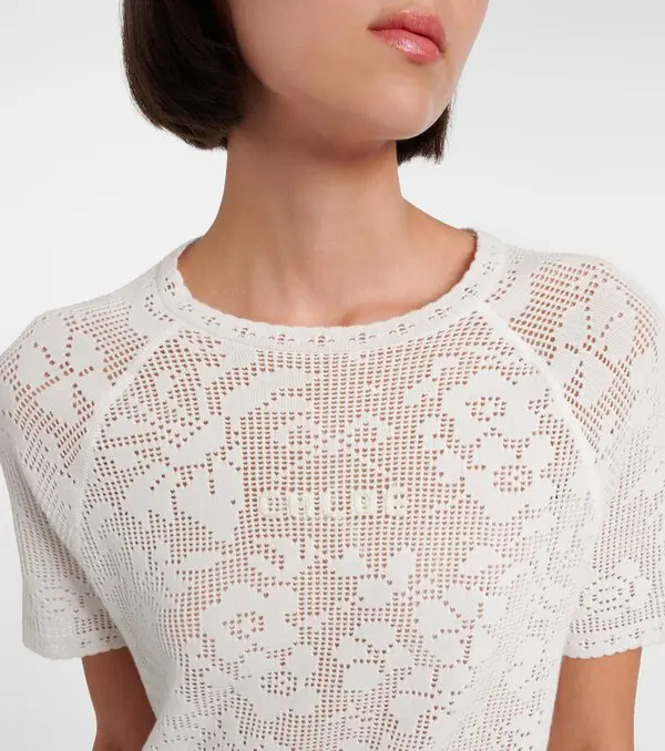 Chloé Pointelle Scalloped Minidress - White