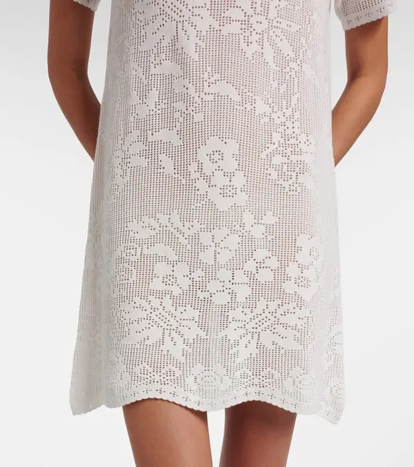 Chloé Pointelle Scalloped Minidress - White