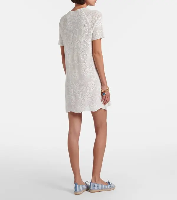 Chloé Pointelle Scalloped Minidress - White