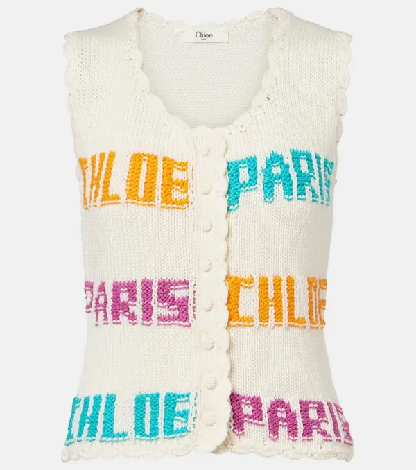 Chloé Crocheted Cotton Top - Multicoloured