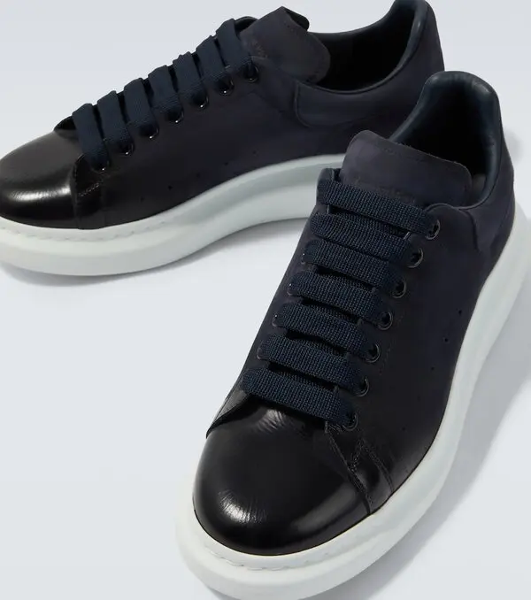 Alexander McQueen Oversized Suede-trimmed Leather Sneakers - Blue