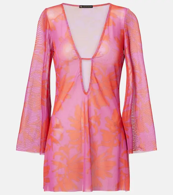 VIX PAULA HERMANNY Lidi Floral Sheer Beach Dress - Pink