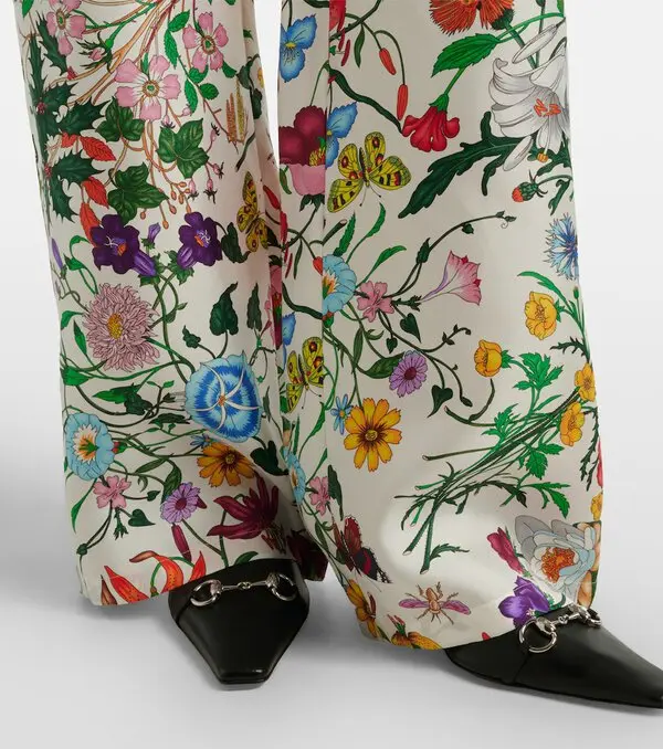 Gucci Flora Silk Twill Palazzo Pants