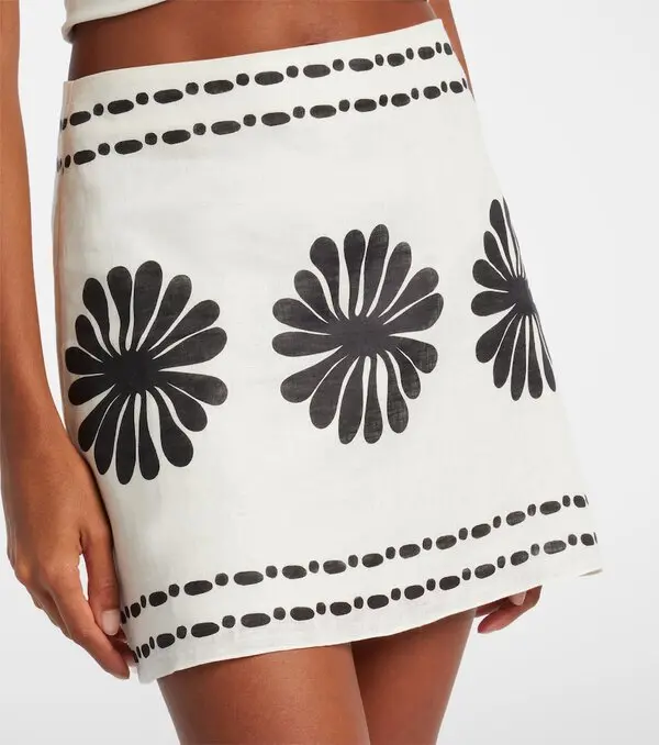 CALA DE LA CRUZ Floral Linen Miniskirt