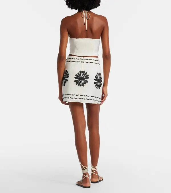 CALA DE LA CRUZ Floral Linen Miniskirt