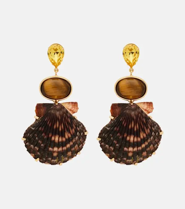 JENNIFER BEHR Augustine Crystal-embellished Drop Earrings - Brown