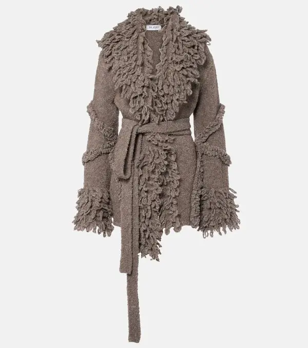 Attico Fringed Wool And Cashmere-blend Cardigan - Grey