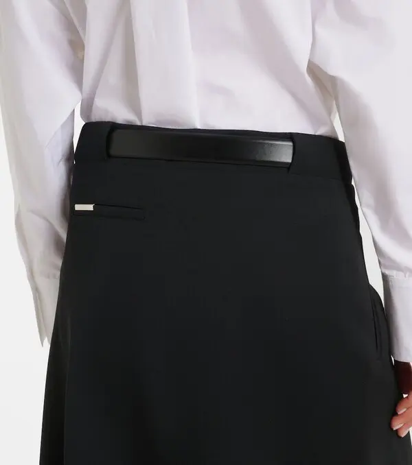 Attico Asymmetric Virgin Wool Wrap Skirt - Black