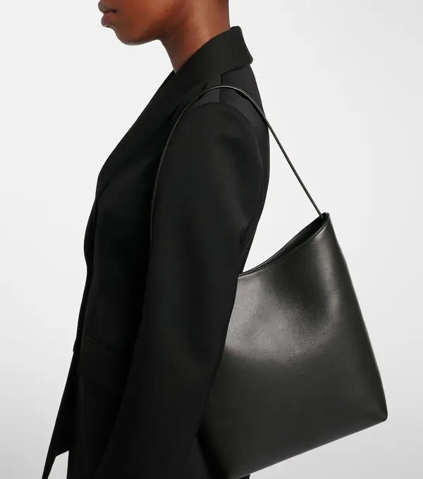 THE ROW Alma Medium Leather Shoulder Bag - Black