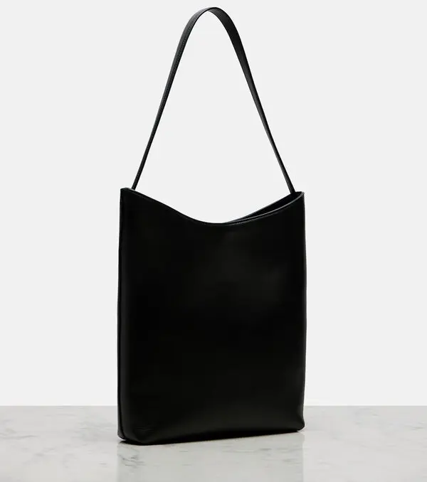 THE ROW Alma Medium Leather Shoulder Bag - Black
