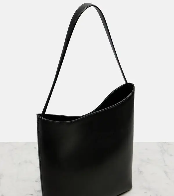 THE ROW Alma Medium Leather Shoulder Bag - Black