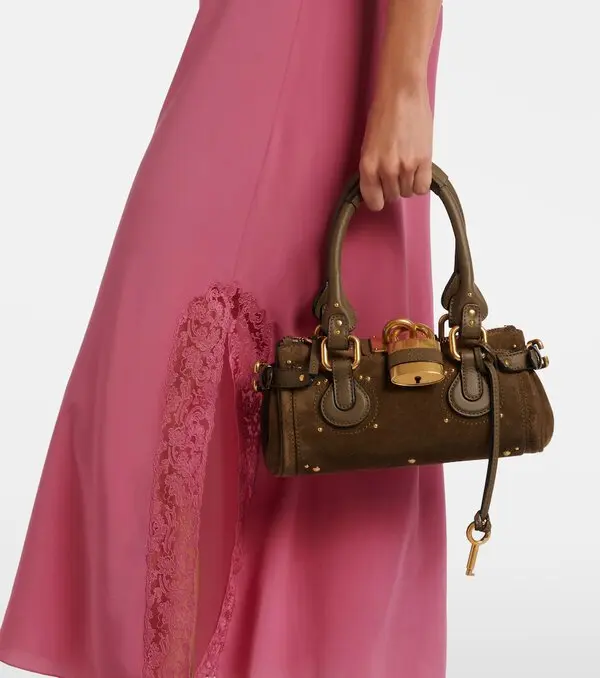 Chloé Paddington Small Suede Shoulder Bag - Green