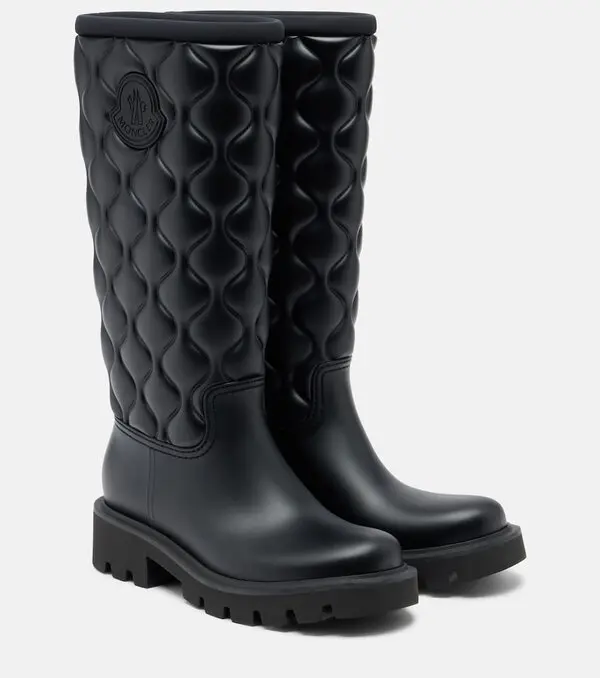 Moncler Knee-high Rubber Boots With Drawstring Closure - Black