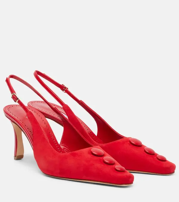 Manolo Blahnik Alexa Suede Slingback Pumps - Red