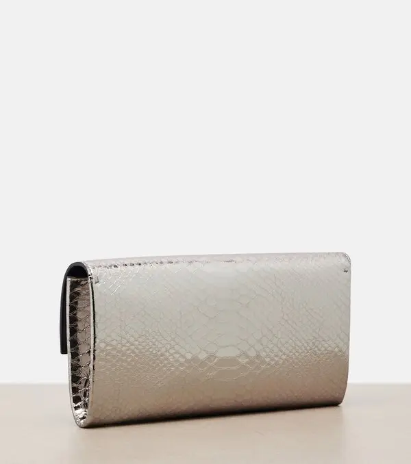 TOM FORD Jean Clutch In Metallic Snake-effect Leather - Silver