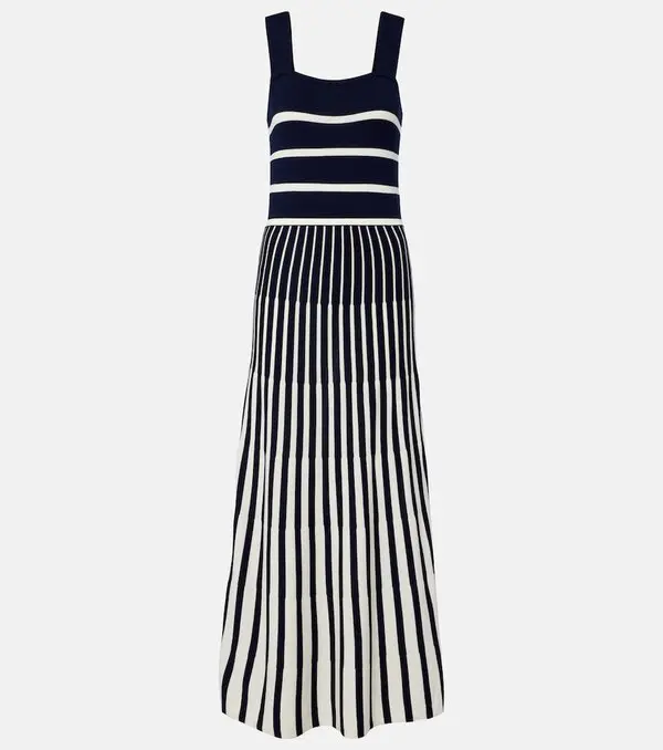 Velvet By Graham & Spencer Aveline Striped Knitted Maxi Dress - Blue