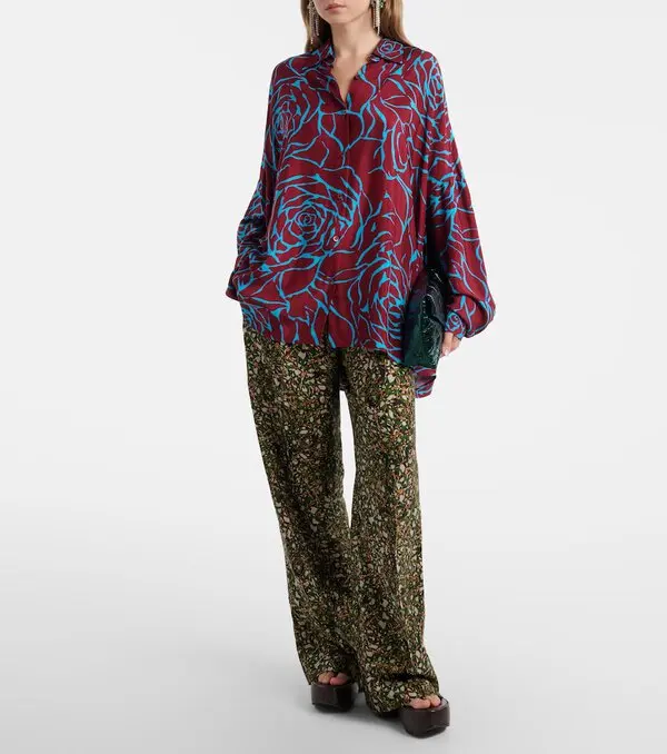 Dries Van Noten Printed Wide-leg Pants