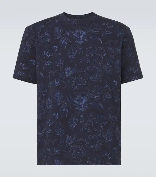 Etro Floral Cotton T-shirt - Blue