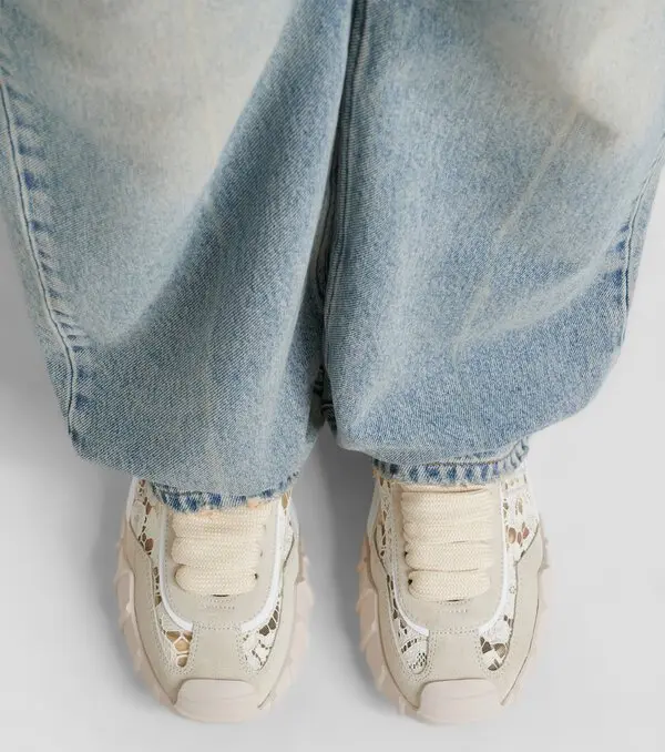 Dolce & Gabbana Lace-trimmed Suede Runner Sneakers