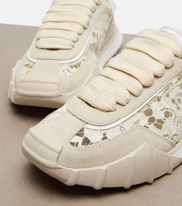 Dolce & Gabbana Lace-trimmed Suede Runner Sneakers