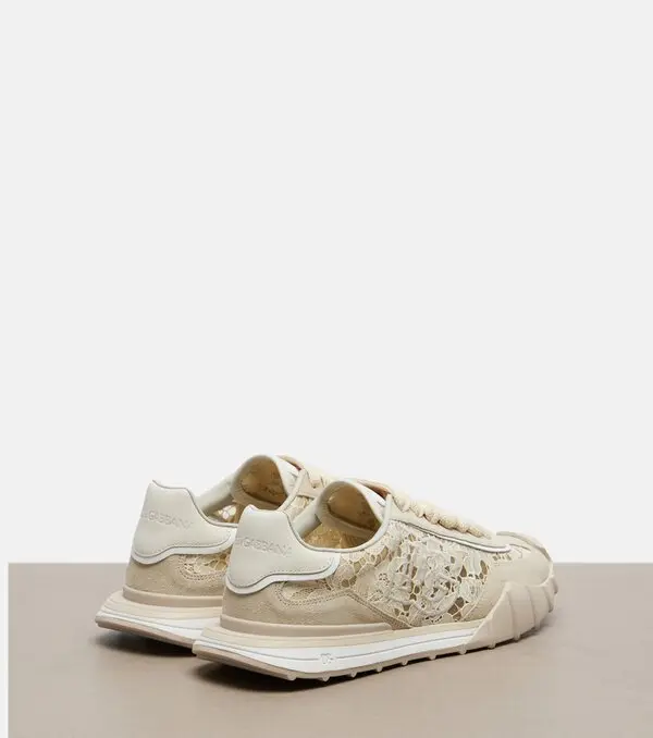 Dolce & Gabbana Lace-trimmed Suede Runner Sneakers