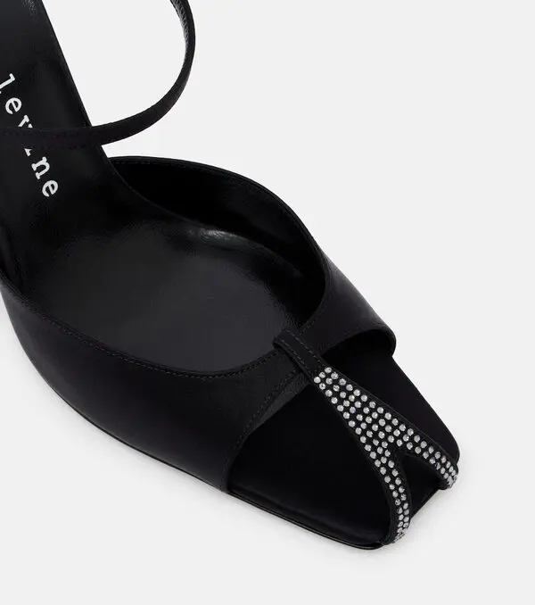 HERBERT LEVINE Hidden Gem Embellished Satin Mules