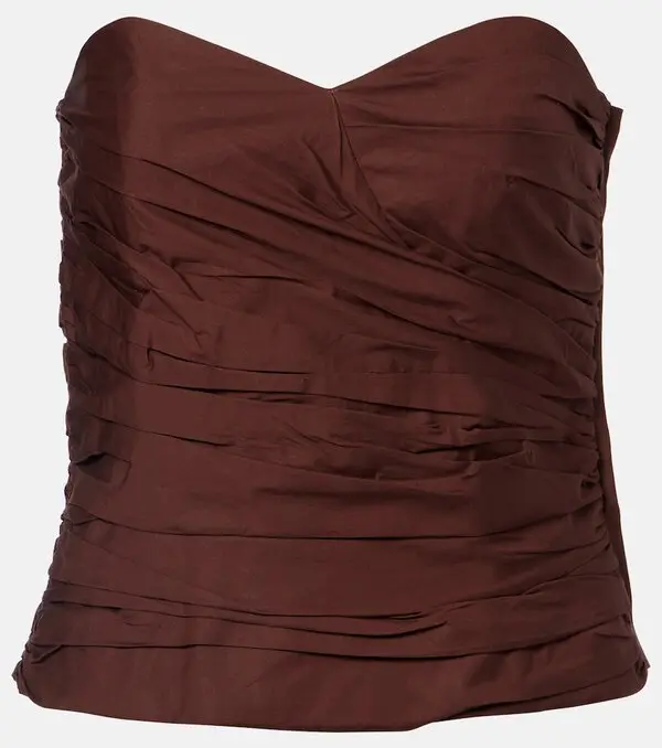 ADRIANA DEGREAS Opulence Draped Cotton Corset - Brown