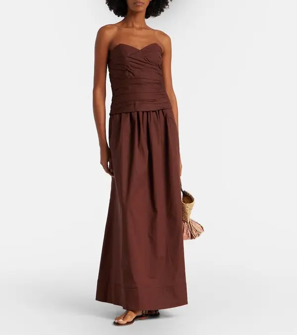 ADRIANA DEGREAS Opulence Draped Cotton Corset - Brown