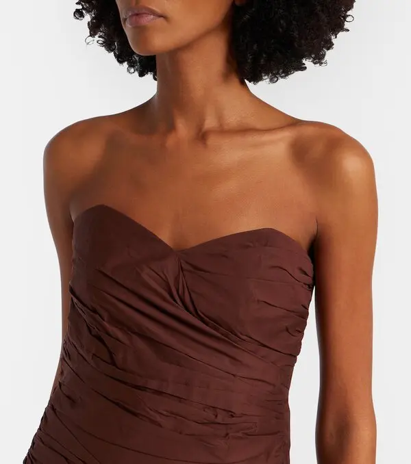 ADRIANA DEGREAS Opulence Draped Cotton Corset - Brown