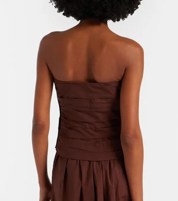ADRIANA DEGREAS Opulence Draped Cotton Corset - Brown