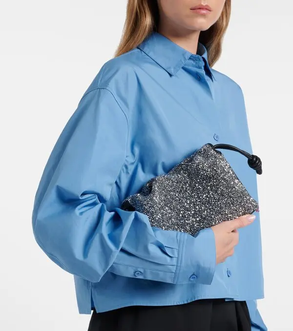 Loewe Flamenco Mini Beaded Clutch - Silver