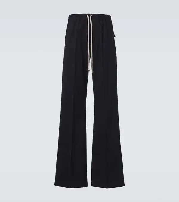 Rick Owens Dietrich Cotton And Wool Wide-leg Pants - Black