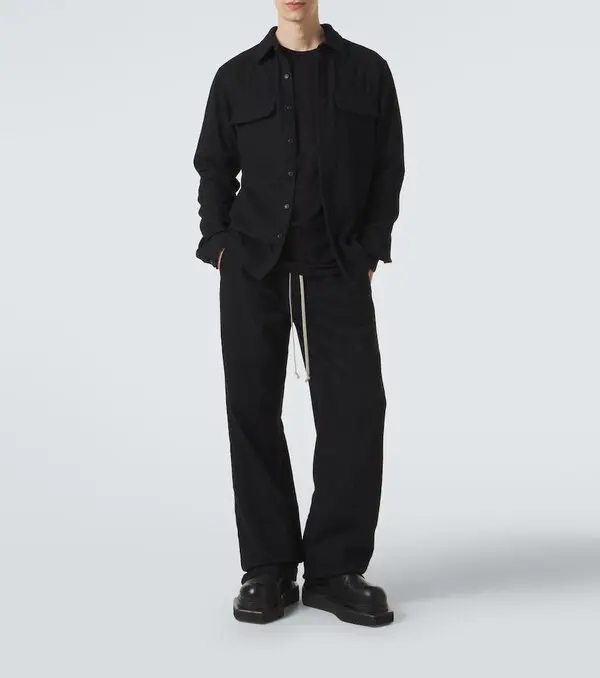 Rick Owens Dietrich Cotton And Wool Wide-leg Pants - Black