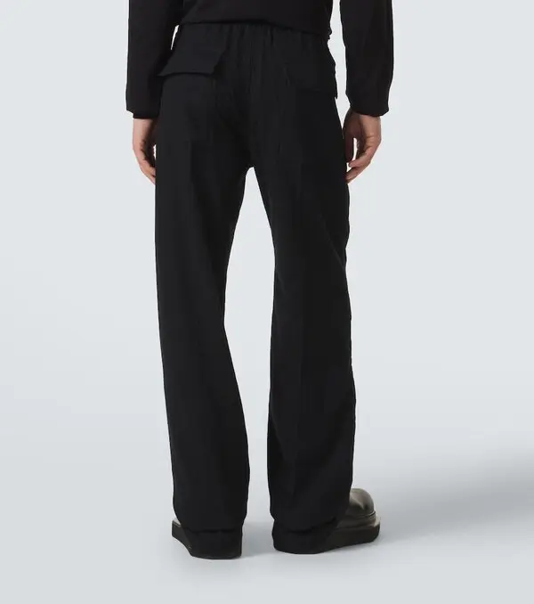 Rick Owens Dietrich Cotton And Wool Wide-leg Pants - Black