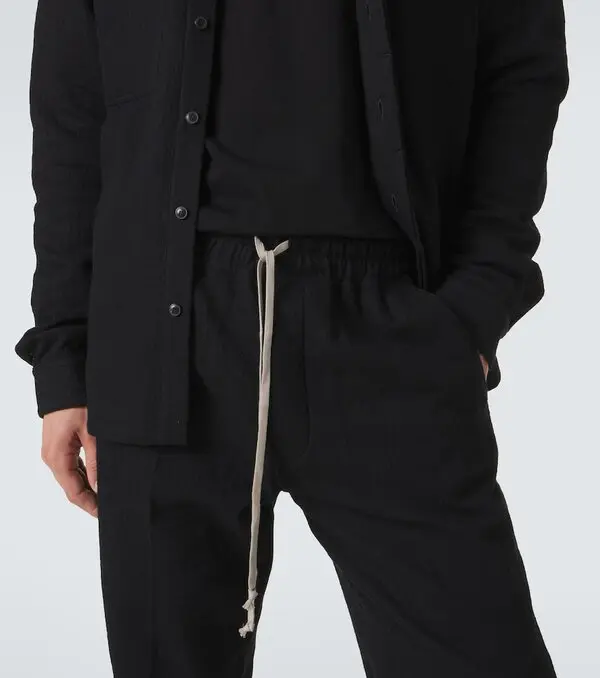 Rick Owens Dietrich Cotton And Wool Wide-leg Pants - Black