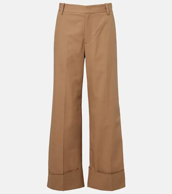 FRAME Cuffed Slim Palazzo Wide-leg Pants - Brown