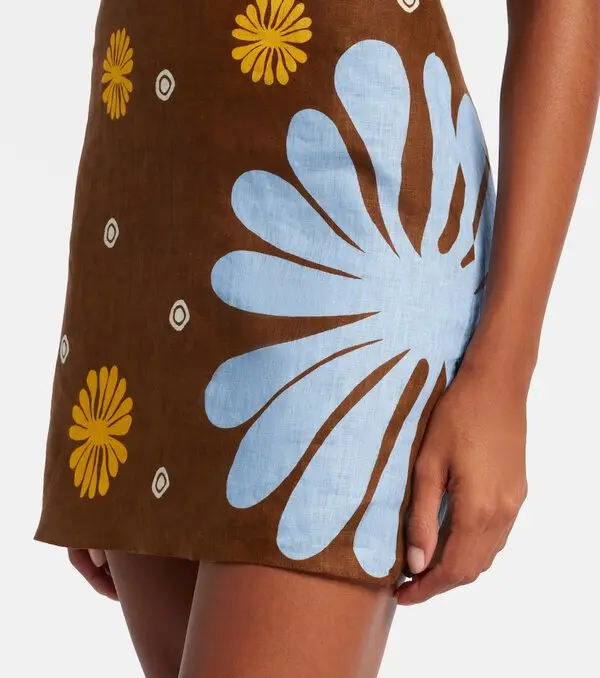 CALA DE LA CRUZ Halterneck Floral Mini Dress