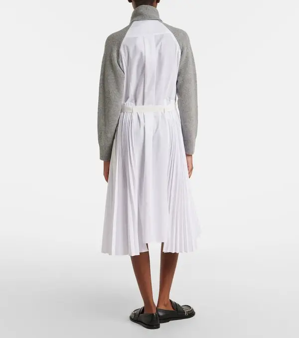 Sacai Layered Turtleneck Midi Dress