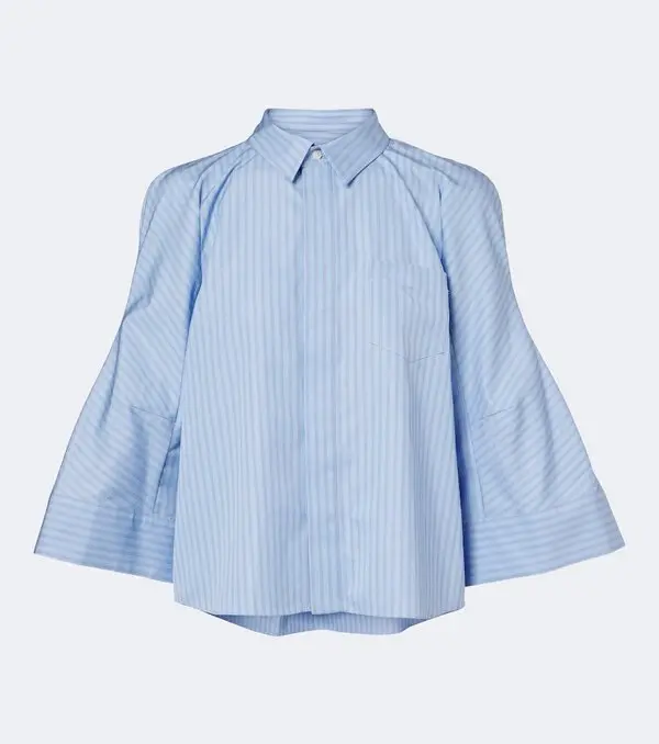 Sacai Striped Cotton-blend Poplin Shirt - Blue