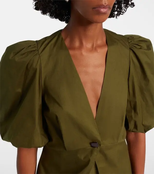 ADRIANA DEGREAS Puff Sleeve Cotton-blend Top