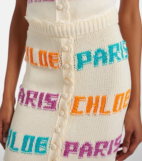 Chloé Knitted Cotton Miniskirt With Scalloped Hem