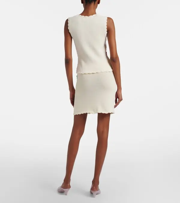 Chloé Knitted Cotton Miniskirt With Scalloped Hem