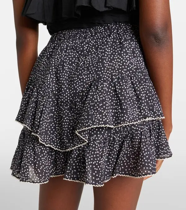 MARANT ETOILE Jocadia Polka-dot Ruffled Cotton Shorts - Black