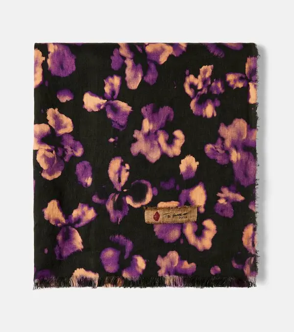 THE HOUSE OF LYRIA Firmamento Floral Linen Throw - Black