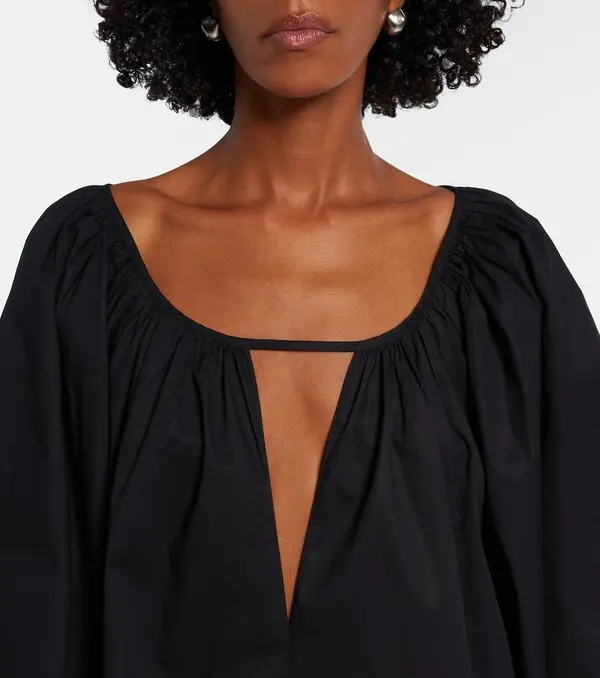 ADRIANA DEGREAS Puff Sleeve V-neck Minidress
