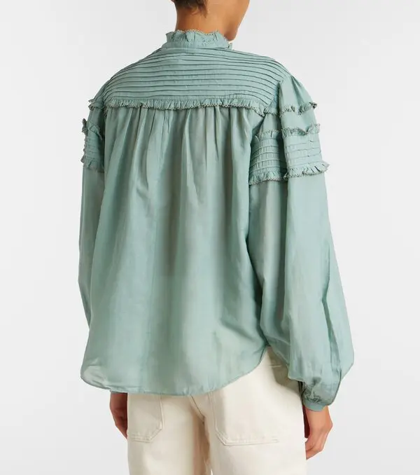 MARANT ETOILE Cotton-blend Ruffled Blouse - Green