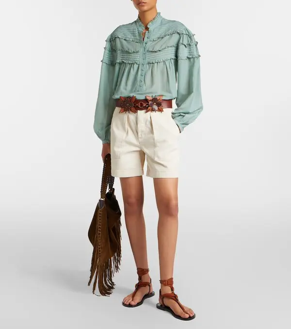 MARANT ETOILE Cotton-blend Ruffled Blouse - Green